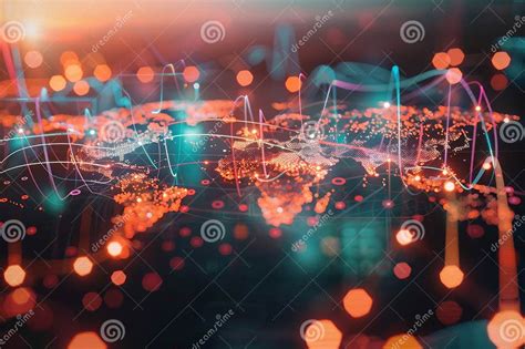 Global Network Connections With Digital World Map And Data Visualization Stock Illustration