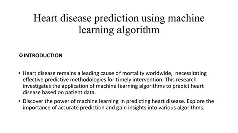 Heart Disease Prediction Using Machine Learning Algorithm Ppt
