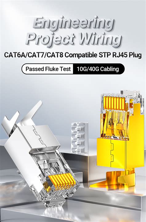 Ampcom Cat7 Rj45 Connector Enhanced Pass Through Design For Seamless Cat 6a And Cat 7 Network
