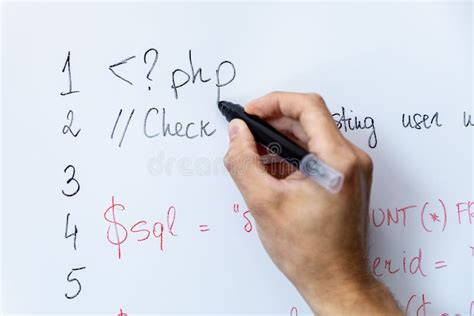 Programmer Education And Web Development Hand With Marker Writing Php Programming Code On