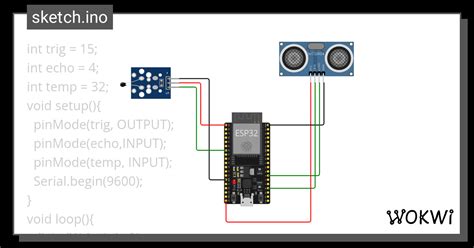 Integrating Ultrasonic Sensor With Temperature Sensor Wokwi Esp32