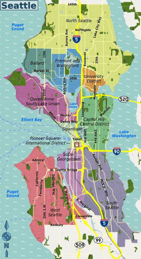 Seattle Neighborhood Map Seattle Travel Seattle Travel Guide