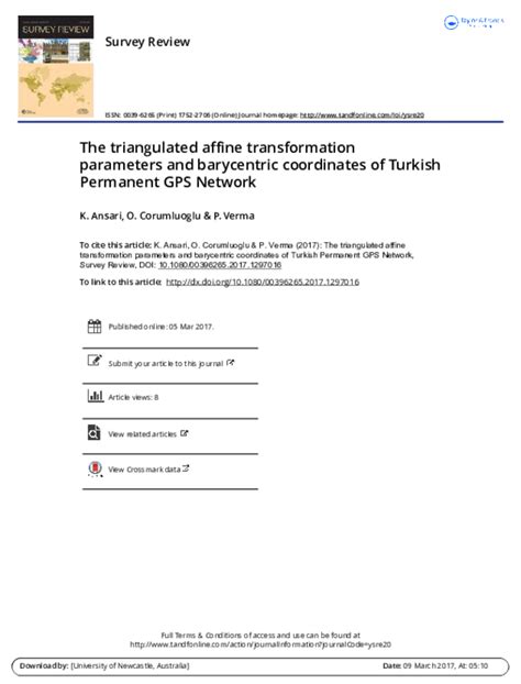 Pdf The Triangulated Affine Transformation Parameters And Barycentric