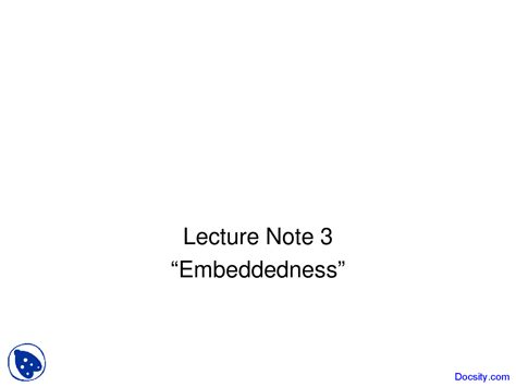 Embeddedness Sex Inequality Lecture Slides Docsity