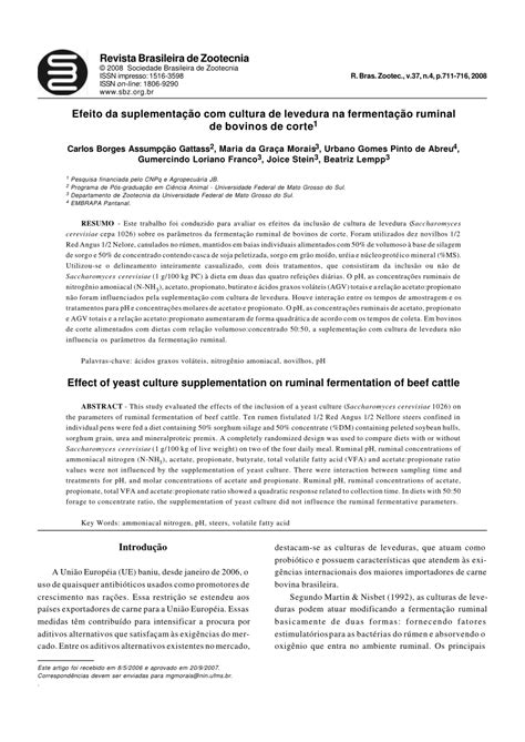 Pdf Effect Of Yeast Culture Supplementation On Ruminal Fermentation