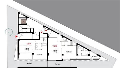 Construção De Prédio De Apartamentos Em Terreno Triangular Planos Arquitetônicos Floor Plan