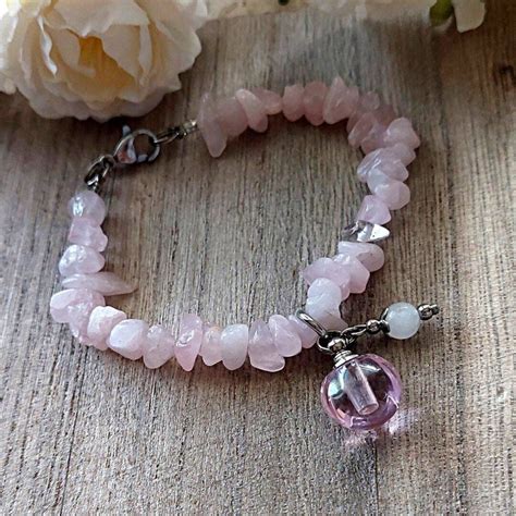 Pink Rose Quartz Urn Bracelet For Memorial Ash Mourning Jewelry
