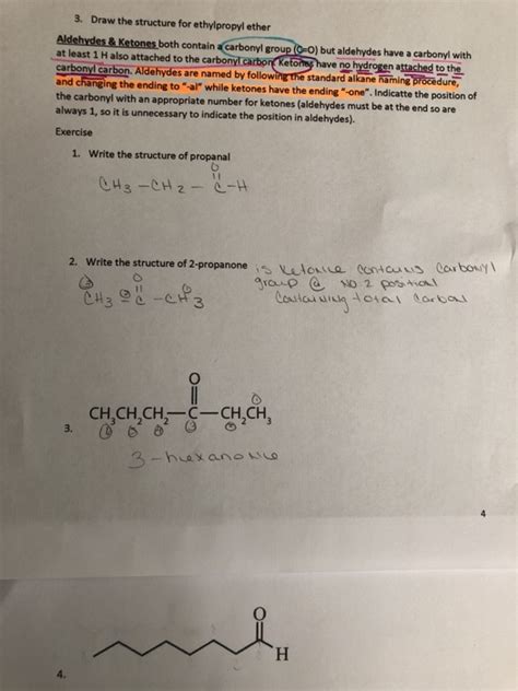 Solved 3 Draw The Structure For Ethylpropyl Ether Aldehydes