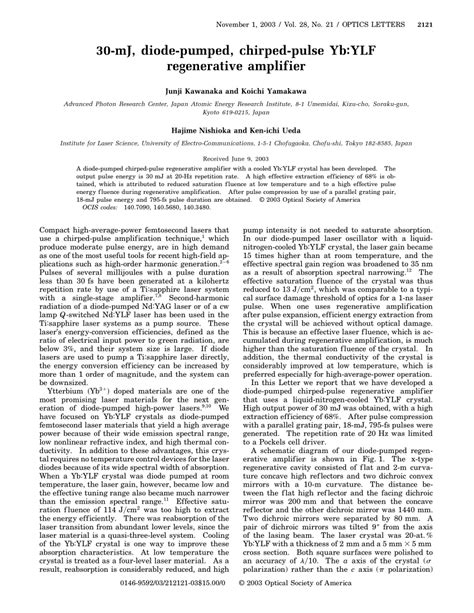 Pdf 30 Mj Diode Pumped Chirped Pulse Ybylf Regenerative Amplifier