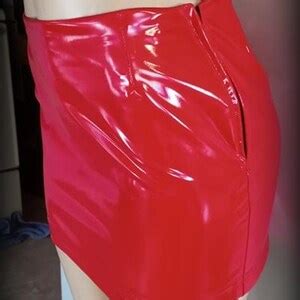 Red Pvc Mini Skirt Etsy