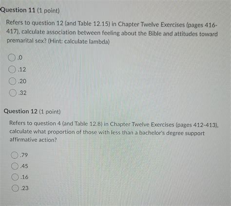 Solved Question 11 1 Point Refers To Question 12 And Chegg Com