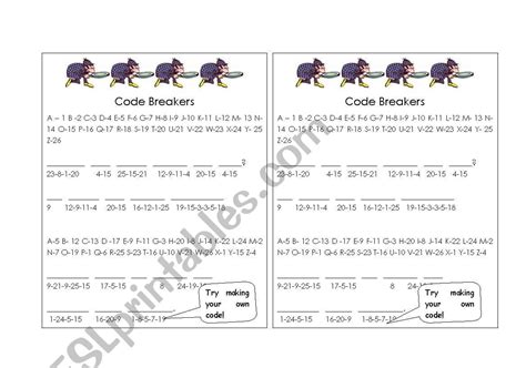English Worksheets Codebreaker