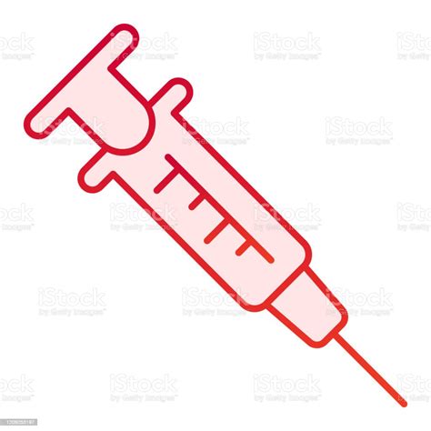 주사기 플랫 아이콘입니다 흰색에 격리된 사출 벡터 그림입니다 예방 접종 그라데이션 스타일 디자인 웹 및 응용 프로그램을 위해 설계 Eps 10 백신접종에 대한 스톡 벡터