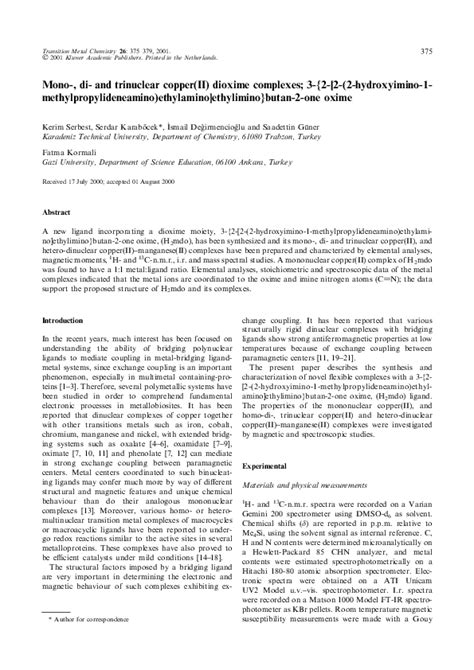 Pdf Mono Di And Trinuclear Copperii Dioxime Complexes 3 2 2 2