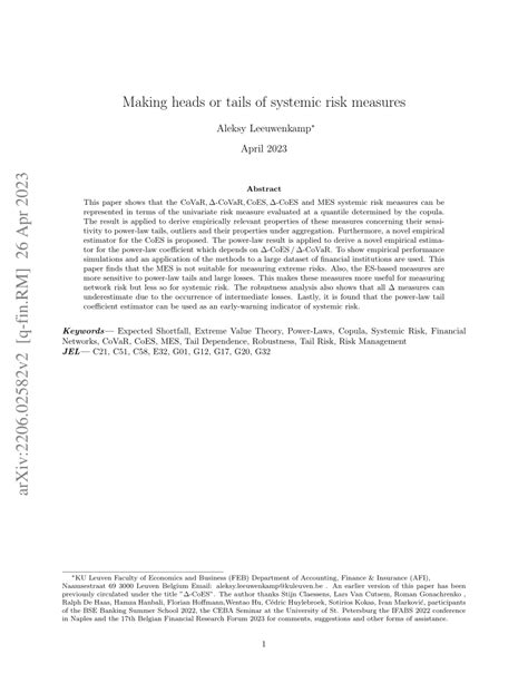 Pdf Making Heads Or Tails Of Systemic Risk Measures