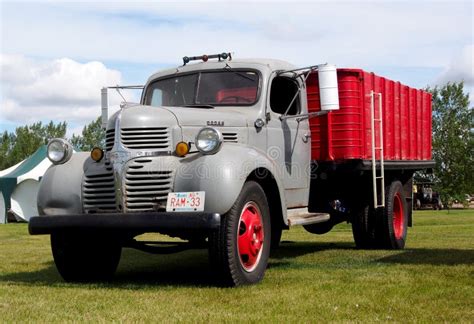 1940s Antique Restored Red And Grey Dodge Farm Truck Editorial Stock