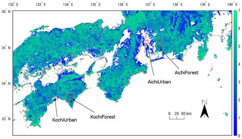 Spatial Distribution Of The Lai In The Western Part Of Japan Based On