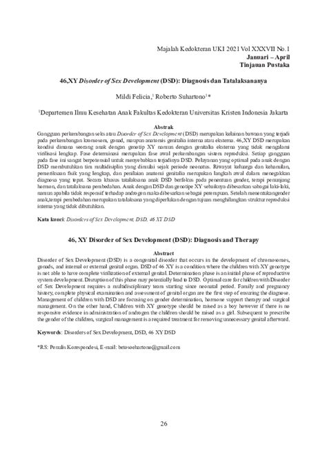 Pdf 46 Xy Dsd Disorder Of Sex Development Diagnosis Dan Tatalaksananya