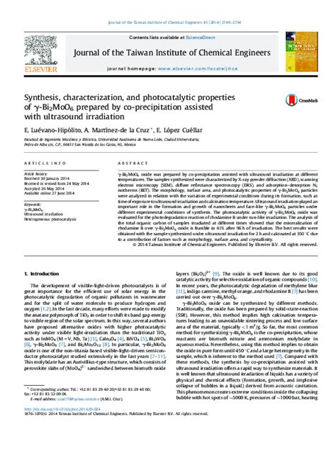 Pdf Synthesis Characterization And Photocatalytic Application Of