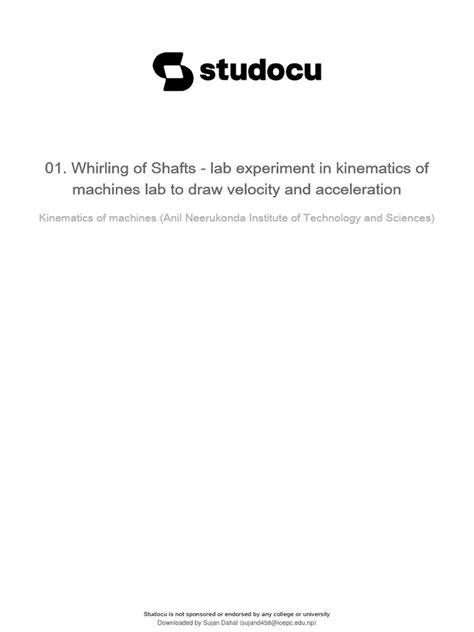 01 whirling of shafts lab experiment in kinematics of machines lab to