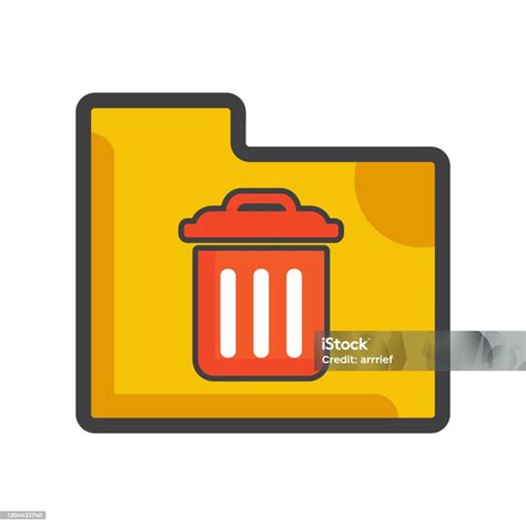 휴지통 아이콘이 있는 파일 폴더입니다 파일 폴더 그림입니다 플랫 벡터 아이콘입니다 아이콘 디자인 요소 Ui 웹 앱에 사용할 수 있습니다 0명에 대한 스톡 벡터 아트 및 기타