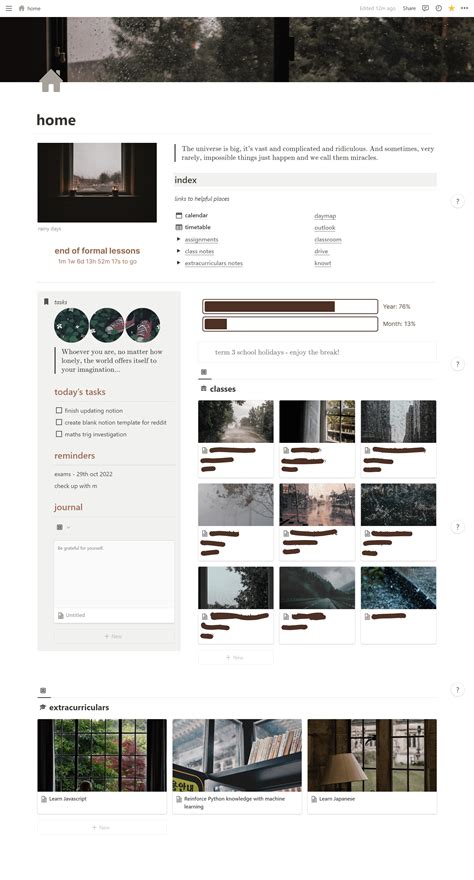 Notion Student Dashboard Rnotionpoptemplates