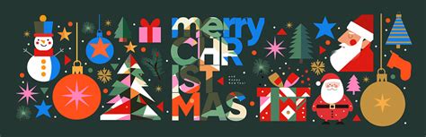 즐거운 성탄절 보내시고 새해 복 많이 받으세요 2025 산타 클로스 크리스마스 트리 전나무 장난감과 공 눈사람 인사말 카드 선물 축하의 벡터 현대 기하학적 추상 일러스트