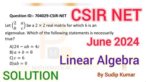 Csir Net June 2024 Linear Algebra Solution Csir Net June 2024