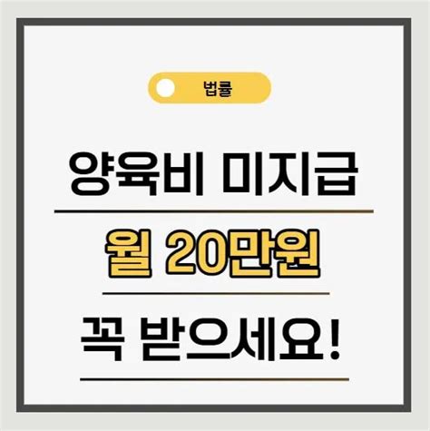 양육비 미지급 처벌 및 청구방법 양육비이행관리원 20만원