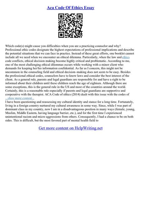 Code Of Ethics Essay Pdf