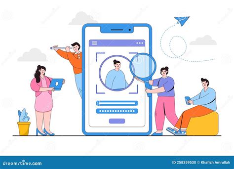 Flat Developer Team Setting For User Login Application With Mobile