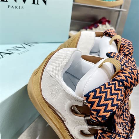 Lanvin Leather Curb Sneakers Whitebrown Sneakerdouble