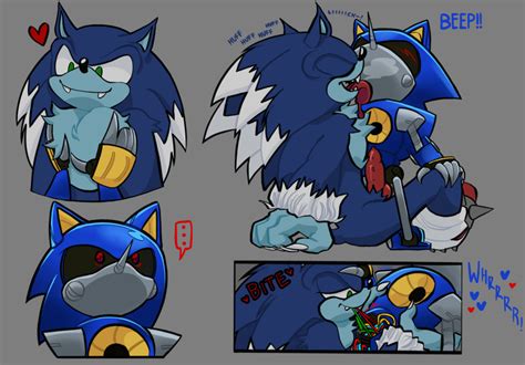 Rule 34 Biting Breasts Chest Fluff Knotted Penis Male Male Only Metal Sonic Neo Metal Oral