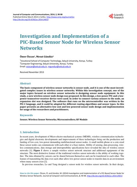 pdf investigation and implementation of a pic based sensor node for