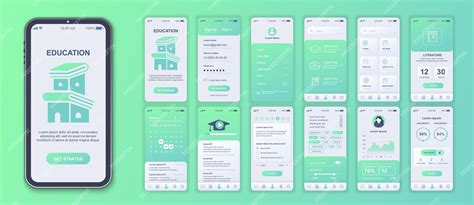 Premium Vector Education Mobile App Interface Screens Template Set