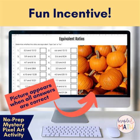 Determining Equivalent Ratios Mystery Pixel Art Fall Theme 6th Grade Worksheet Included Classful