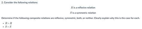 solved 2 consider the following relations r is a reflexive