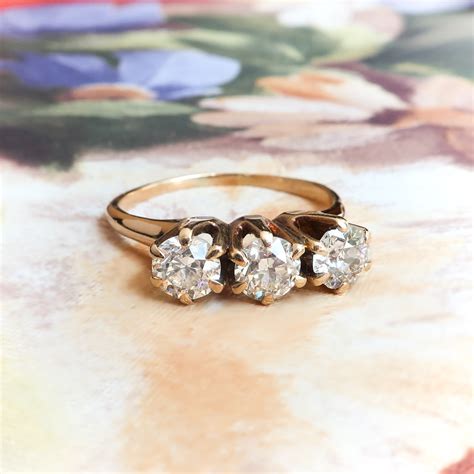 Antique 143ct Tw Diamond Anniversary Engagement Ring Circa 1900s