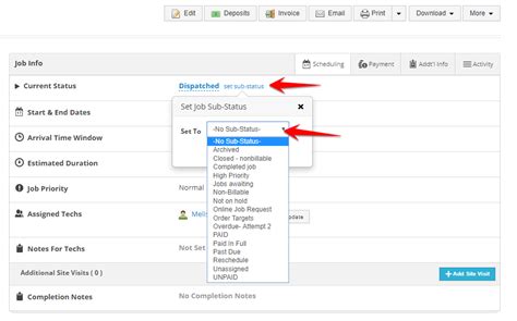 Manual Job Status Override Service Fusion