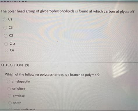 Solved Which Of The Following Is A Polysaccharide With One