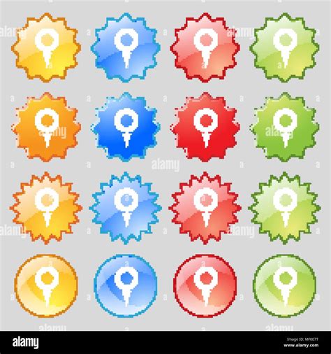 Map Pointer Gps Location Icon Sign Big Set Of 16 Colorful Modern Buttons For Your Design