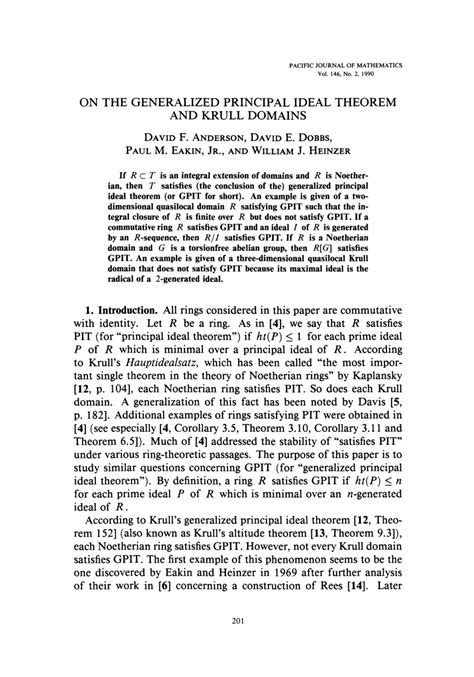Pdf On The Generalized Principal Ideal Theorem And Krull Domains