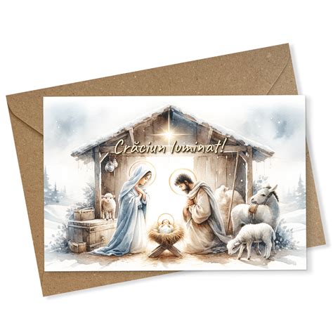 Set 5 Felicitari De Craciun 10x15 Cm Cu Plic Albastru Deschis Inclus FC 67 Gift Art