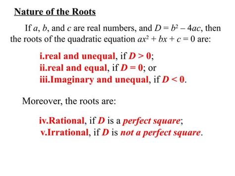 Lesson 1 4 The Nature Of Roots Of Quadratic Equations Pptx