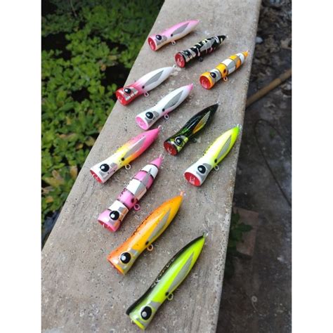 Jual Lure Umpan Casting Mini Poper 10 Gram Hanmade Bahan Kayu Lapis