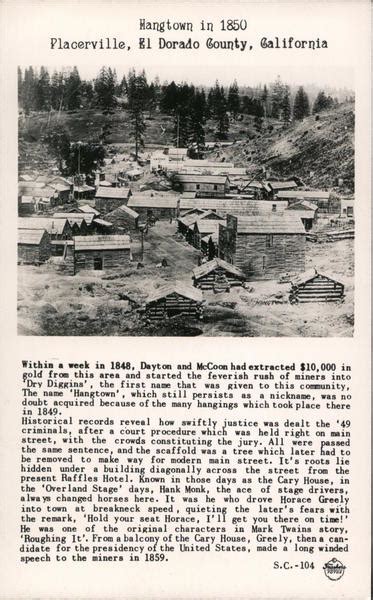 Hangtown In 1850 Placerville Ca Postcard