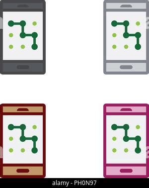 Pattern Lock Smartphone Interface Vector Template Password Mobile Lock Combination App Page