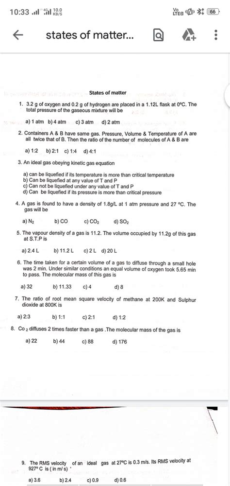 The Rms Velocity Of An Ideal Gas At 27∘c Is 0 3 M S Its Rms Velocity At