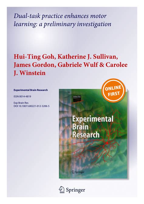 Pdf Dual Task Practice Enhances Motor Learning A Preliminary Investigation