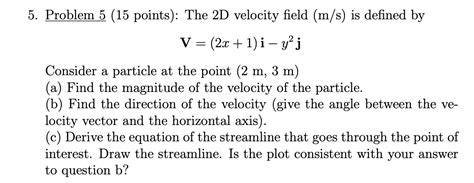 Solved Problem Points The D Velocity Field M S Chegg